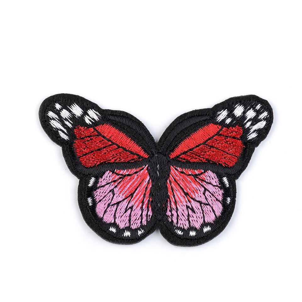 Aplicatie termoadeziva brodata 48 x 70 mm fluture Roz-rosu - eMAG.ro