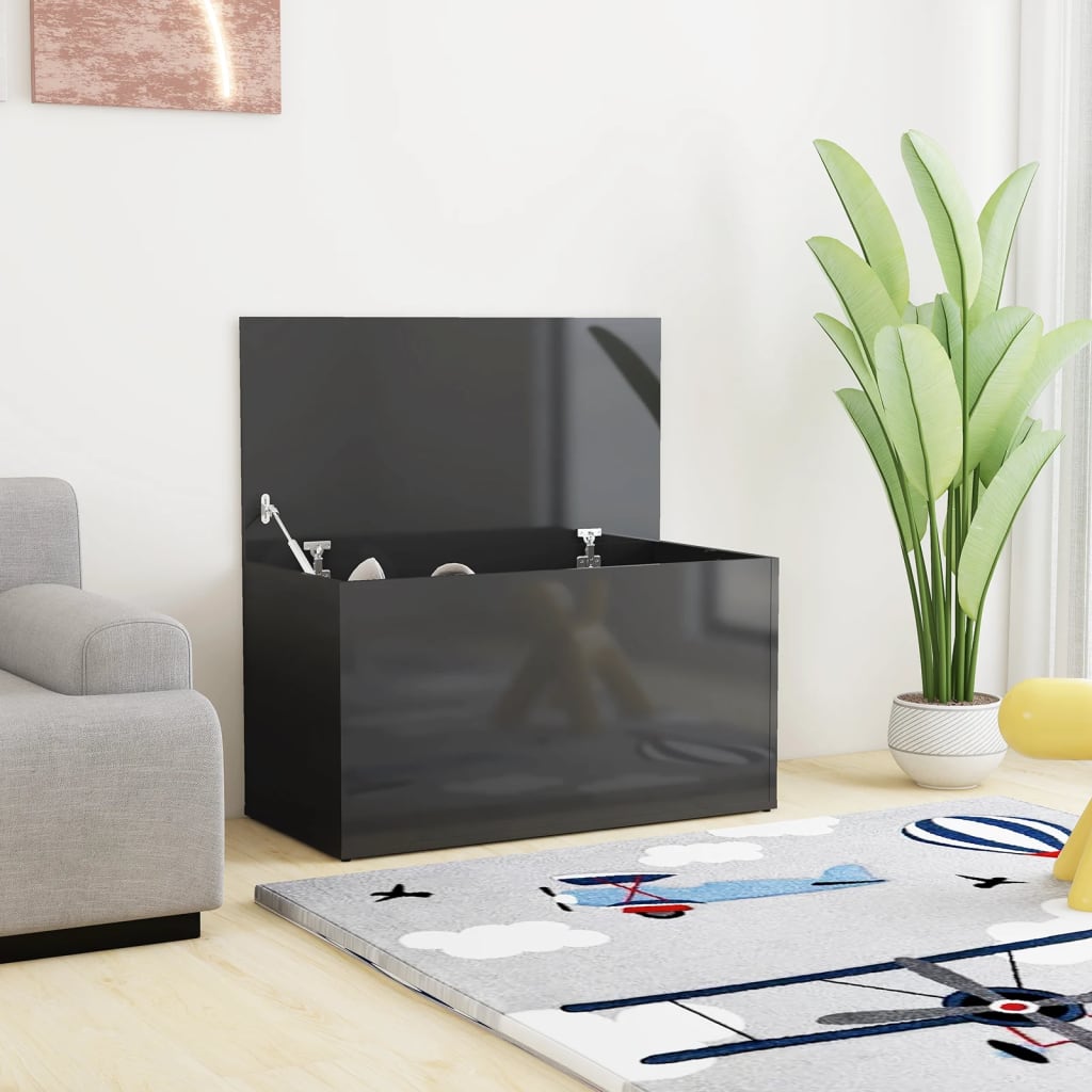 Cufar depozitare, gri extralucios, 84x42x46 cm, lemn compozit ...