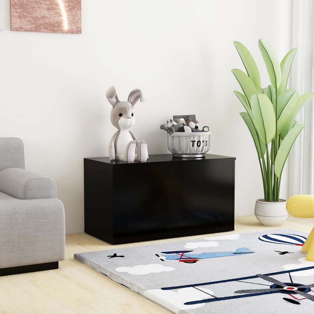 Cufar de depozitare, negru, 84x42x46 cm, lemn compozit, Capacitate mare ...