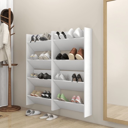 Set 4 Pantofare de perete, stil elegant, alb,60x18x60 cm PAL, Decorativ ...