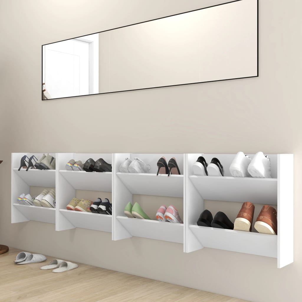 Set 4 Pantofare de perete, stil elegant, alb,60x18x60 cm PAL, Decorativ ...