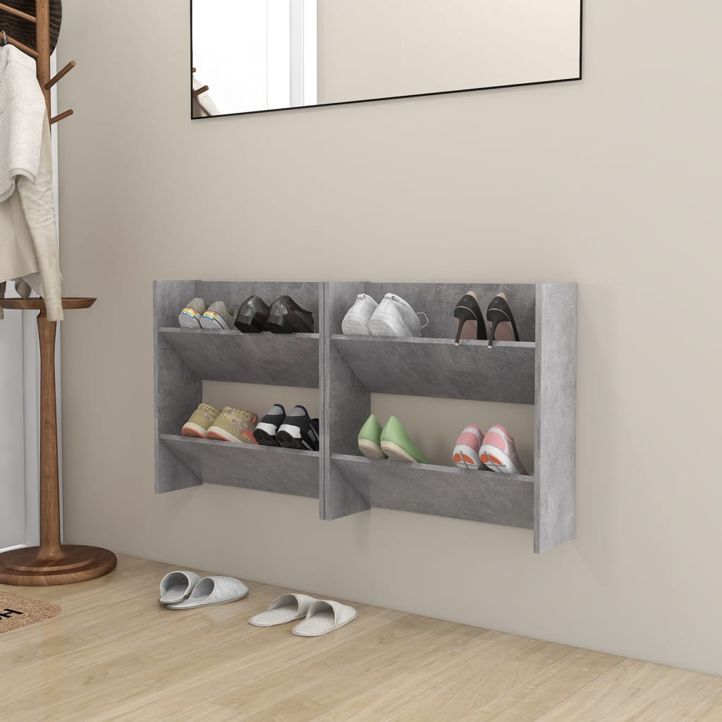 Set 2 Pantofare de perete, stil elegant, gri beton,60x18x60 cm, PAL ...