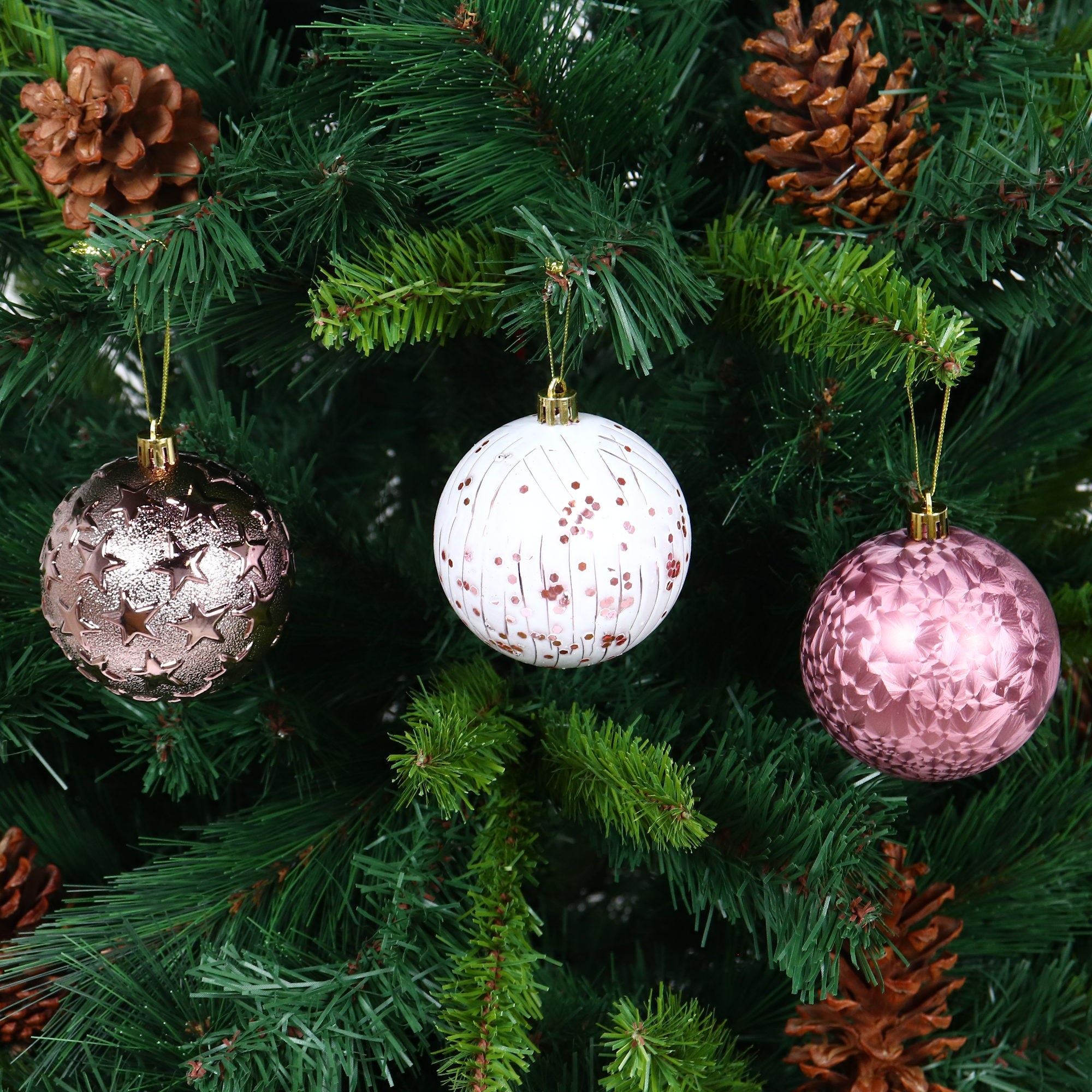 Комплект 12 коледни топки, розови, D 8 см, SYQB-0120331 - eMAG.bg