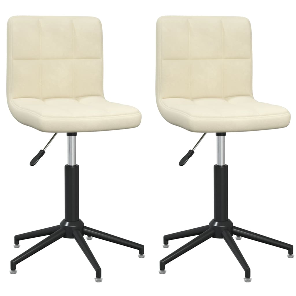 Set Scaune de masa pivotante, 2 buc., crem, catifea, pentru bucatarie ...