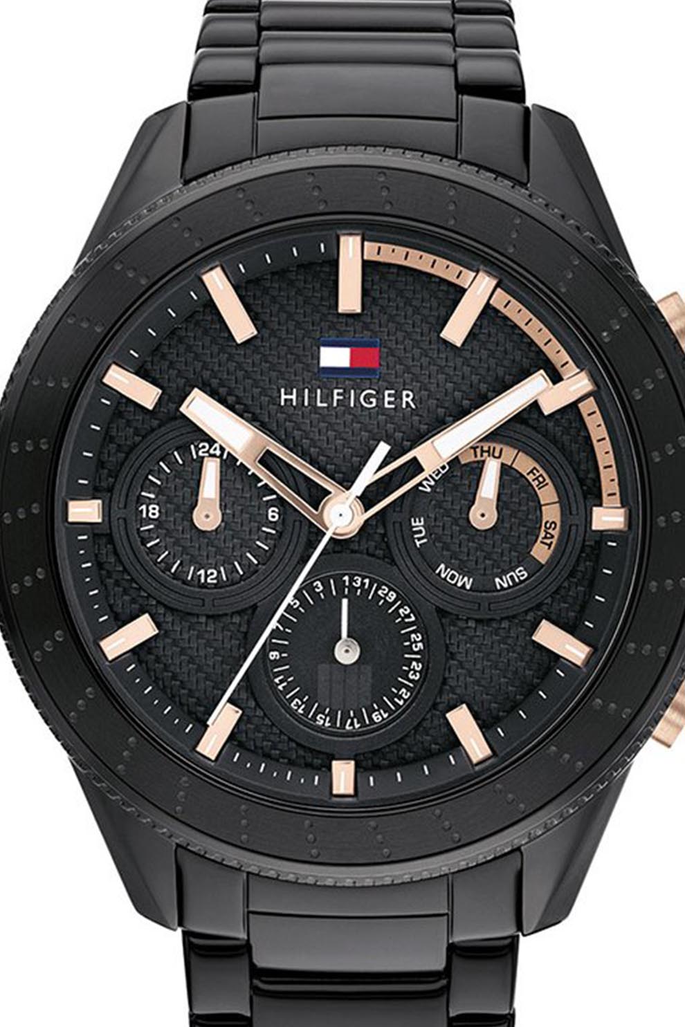 Tommy Hilfiger, Multifunkciós rozsdamentes acél karóra, Fekete - eMAG.hu