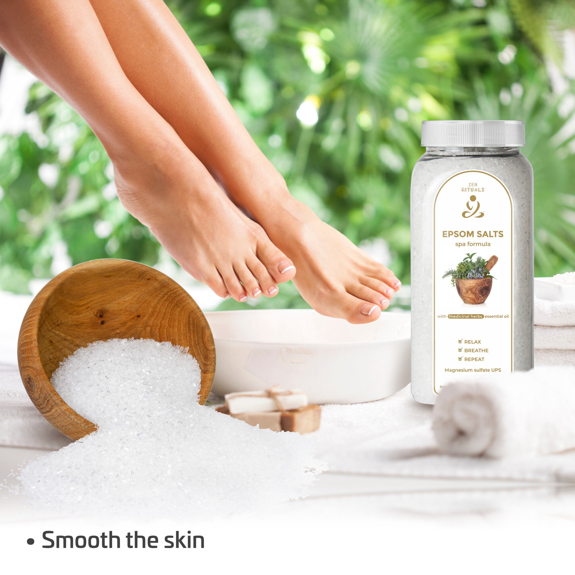 Комплект Zen Rituals, 3 контейнера английска сол за вана с етерични ...