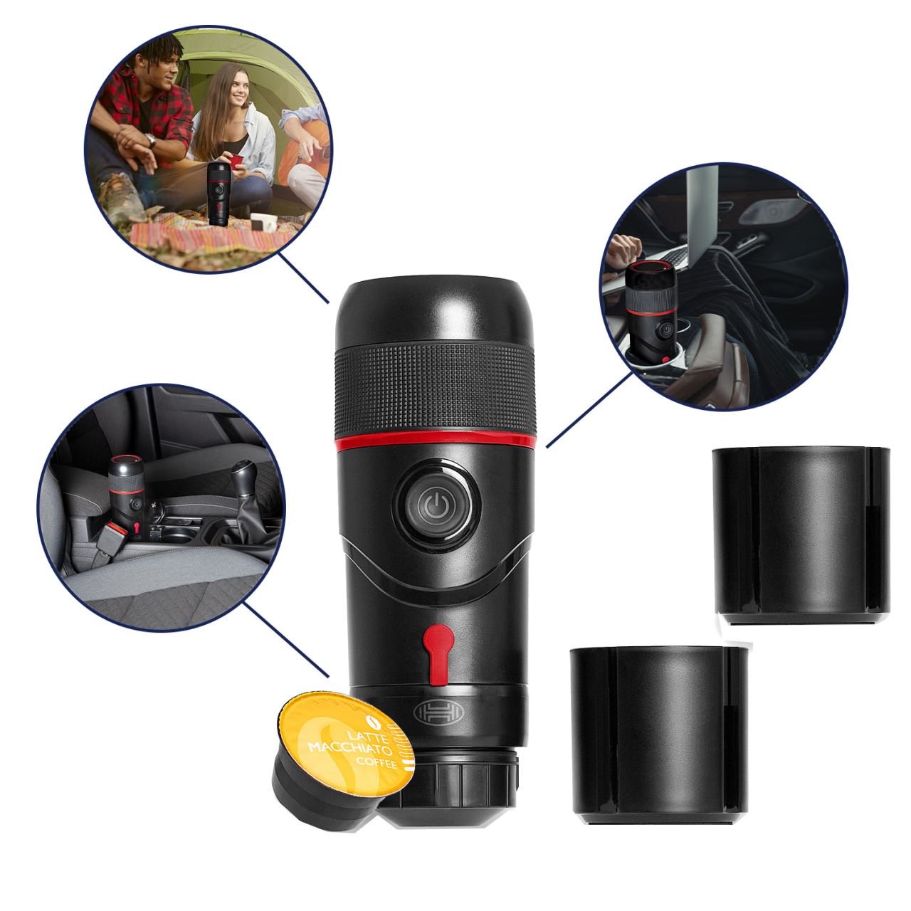 Espressor portabil premium 12V cu husa, Black Edition Espresso Go, 543. ...