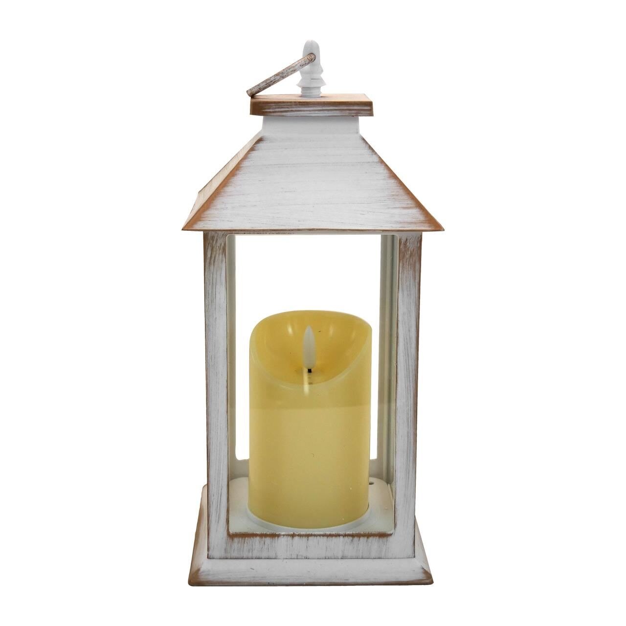Felinar decorativ, LED, alb, 3xAAA, 14x14x33 cm - eMAG.ro