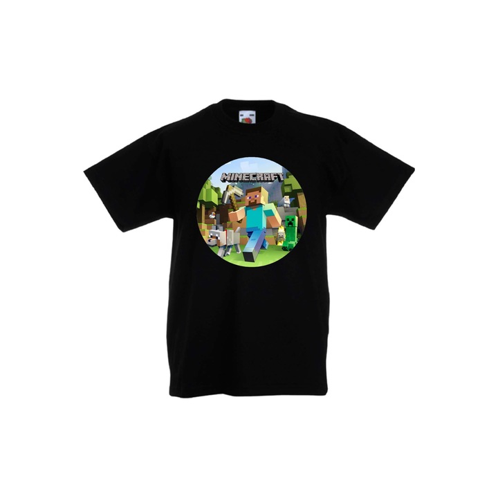 Tricou copii Minecraft Tralala Minecraft 4, Negru, 5-6 ani (116-128 ...
