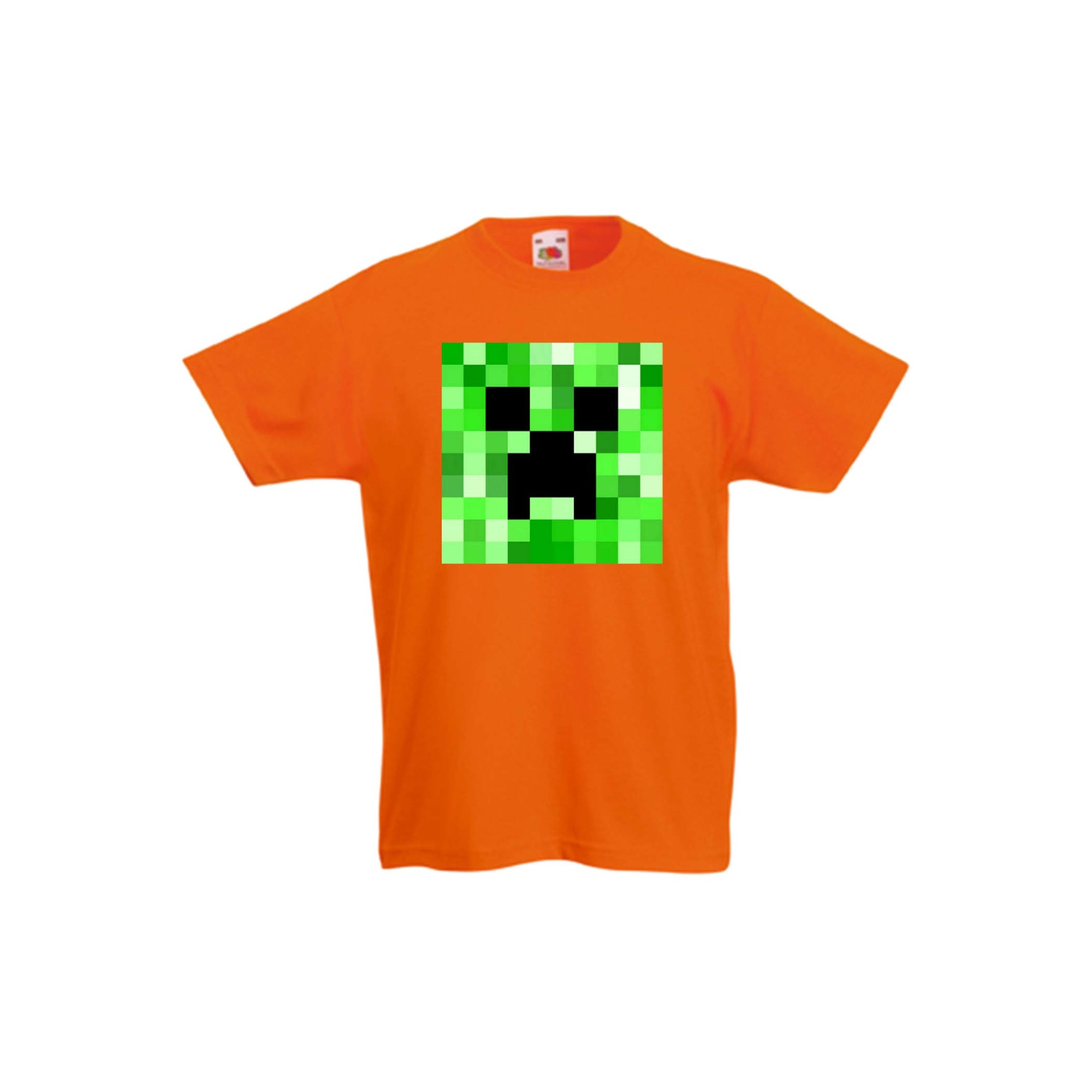 Tricou copii Minecraft Tralala Minecraft Creeper Face 2, Portocaliu, 12 ...