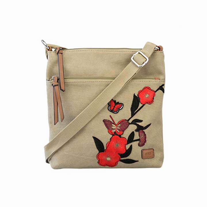 Geanta de umar Bernardo Bossi, Canvas Collection, 2 compartimente, Bej ...