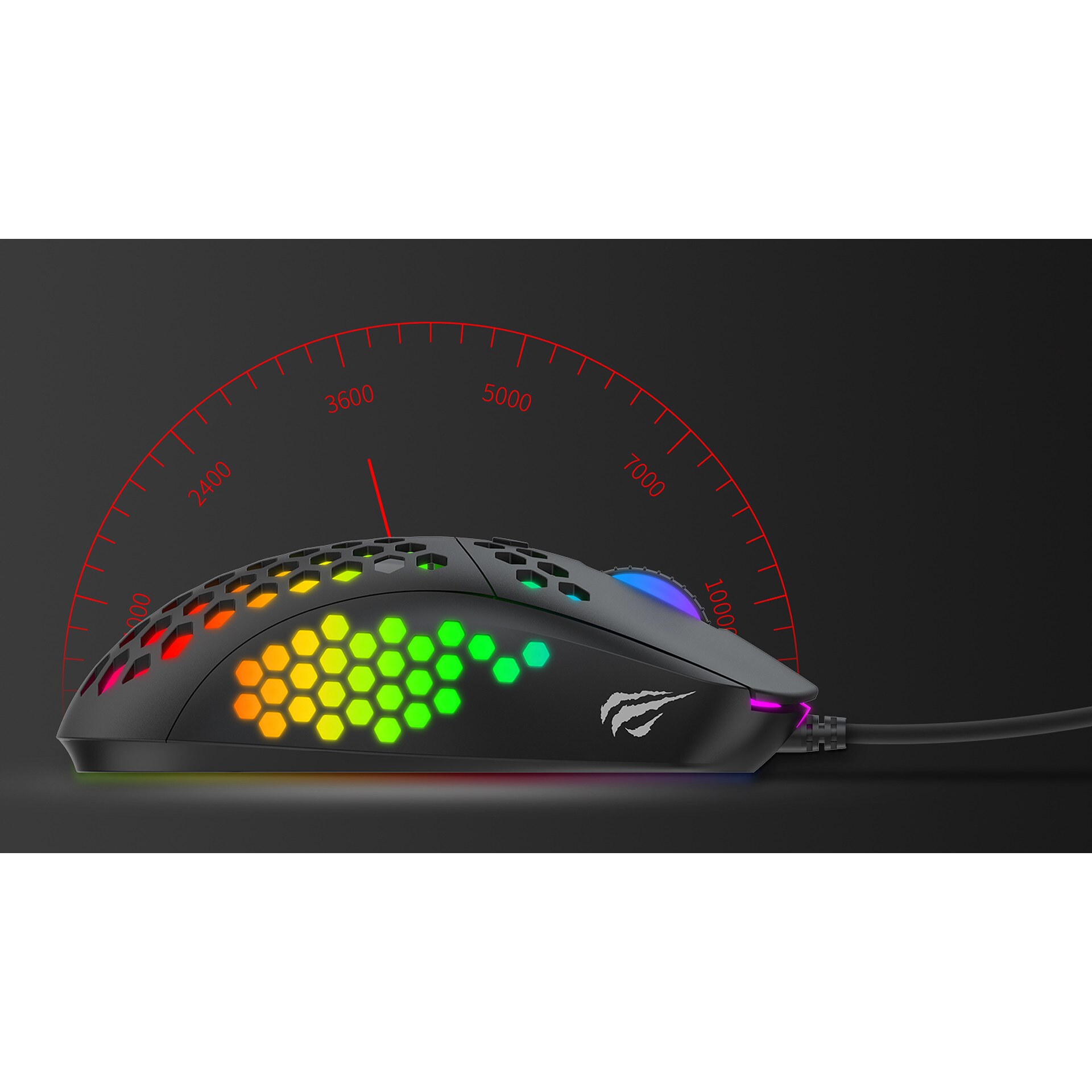 Mouse gaming, HAVIT, GAMENOTE MS878, Optic, Iluminare RGB, 1000-10000 ...