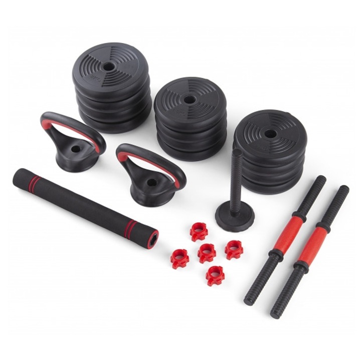 Set Gantera reglabila kettlebell FitTronic® 6 in 1 de 40 kg KF40, cu o multitudine de combinatii ...