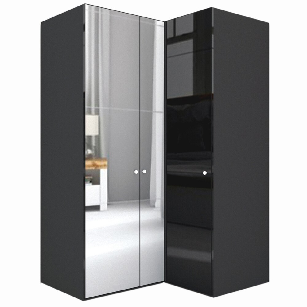 Dulap de Colt Genarom LEX Model B, Negru Lucios O / Oglinda, 145-117 x ...