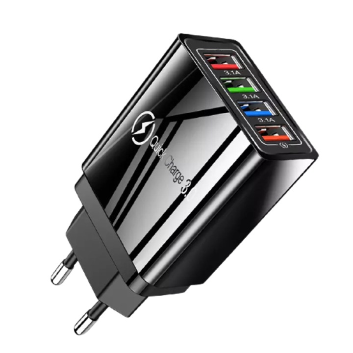 Incarcator Priza OZ Rectangle, 4x USB Qualcomm, max 2.4A, Incarcare ...