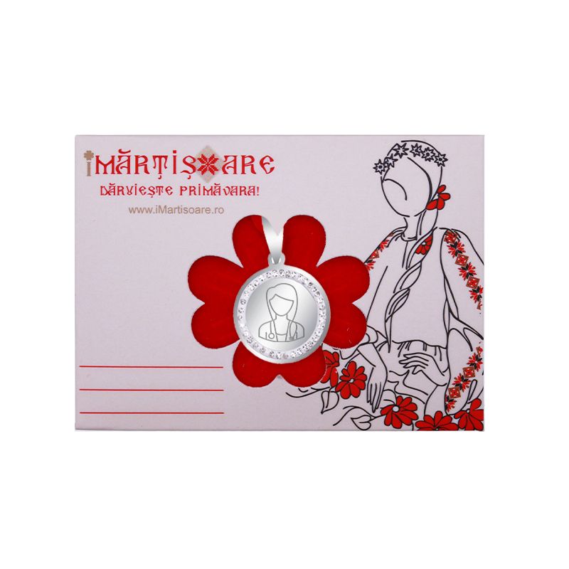 Martisor Pandantiv Inox Banut Pietre Argintiu Silueta Doctor - eMAG.ro