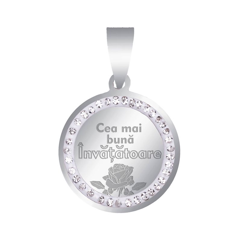 Martisor Pandantiv Inox Banut Pietre Argintiu Buna Invatatoare - eMAG.ro