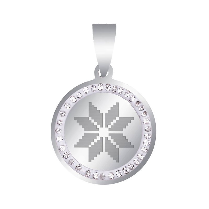 Martisor Pandantiv Inox Banut Pietre Argintiu Floare Motive ...