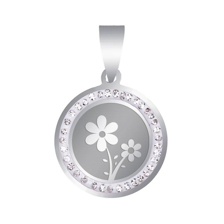 Martisor Pandantiv Inox Banut Pietre Argintiu Floricele - eMAG.ro