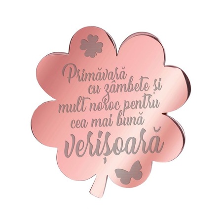 Martisor Brosa Inox Trifoi Rose Gold Mesaj Verisoara - eMAG.ro