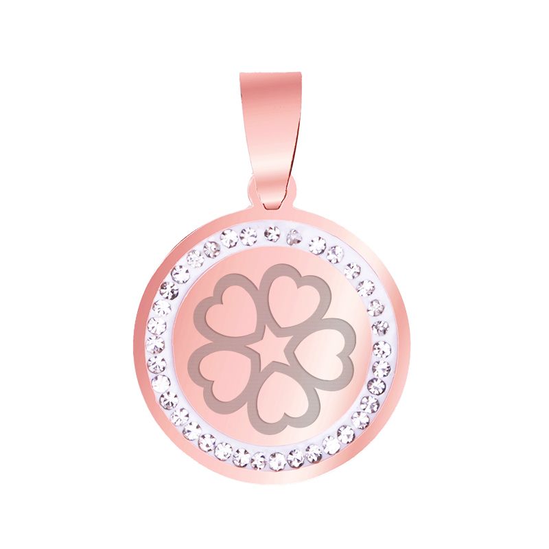 Martisor Pandantiv Inox Banut Pietre Floare Inimi Rose Gold - eMAG.ro