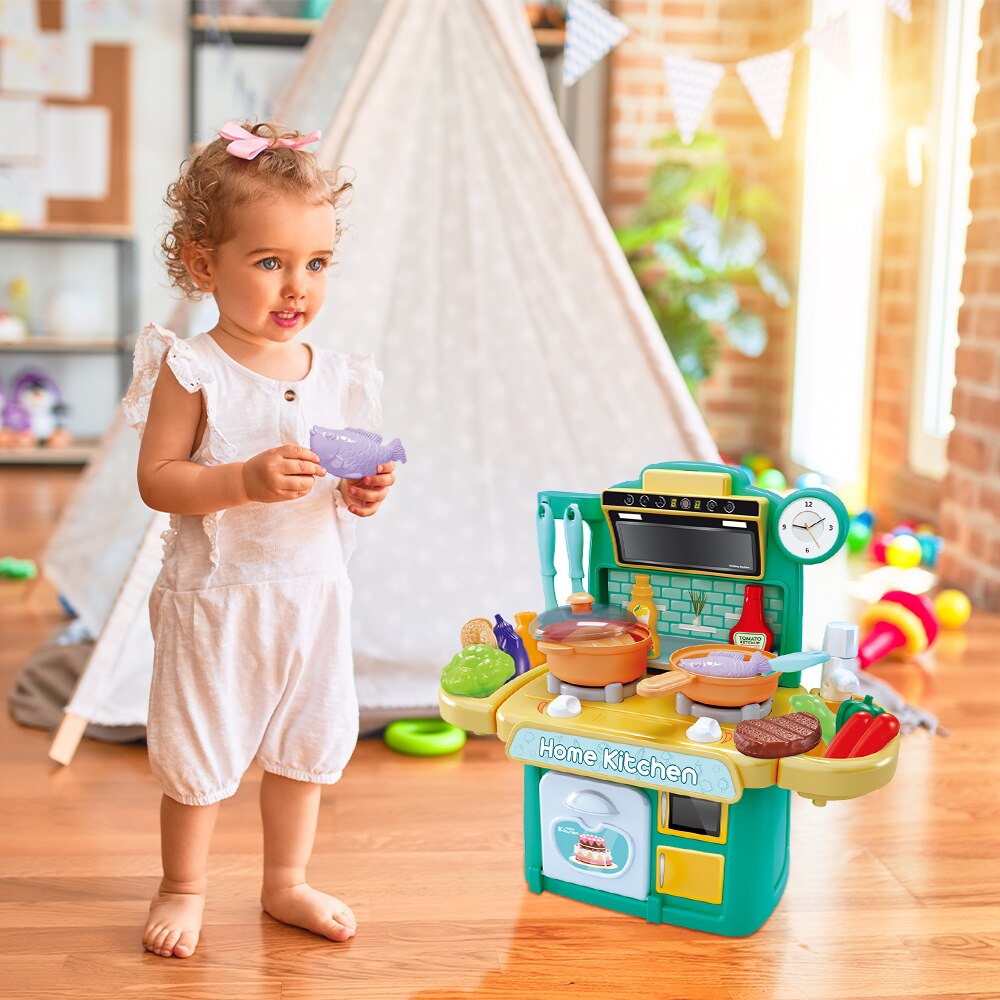 Set bucatarie copii, 26 Piese, Verde - eMAG.ro