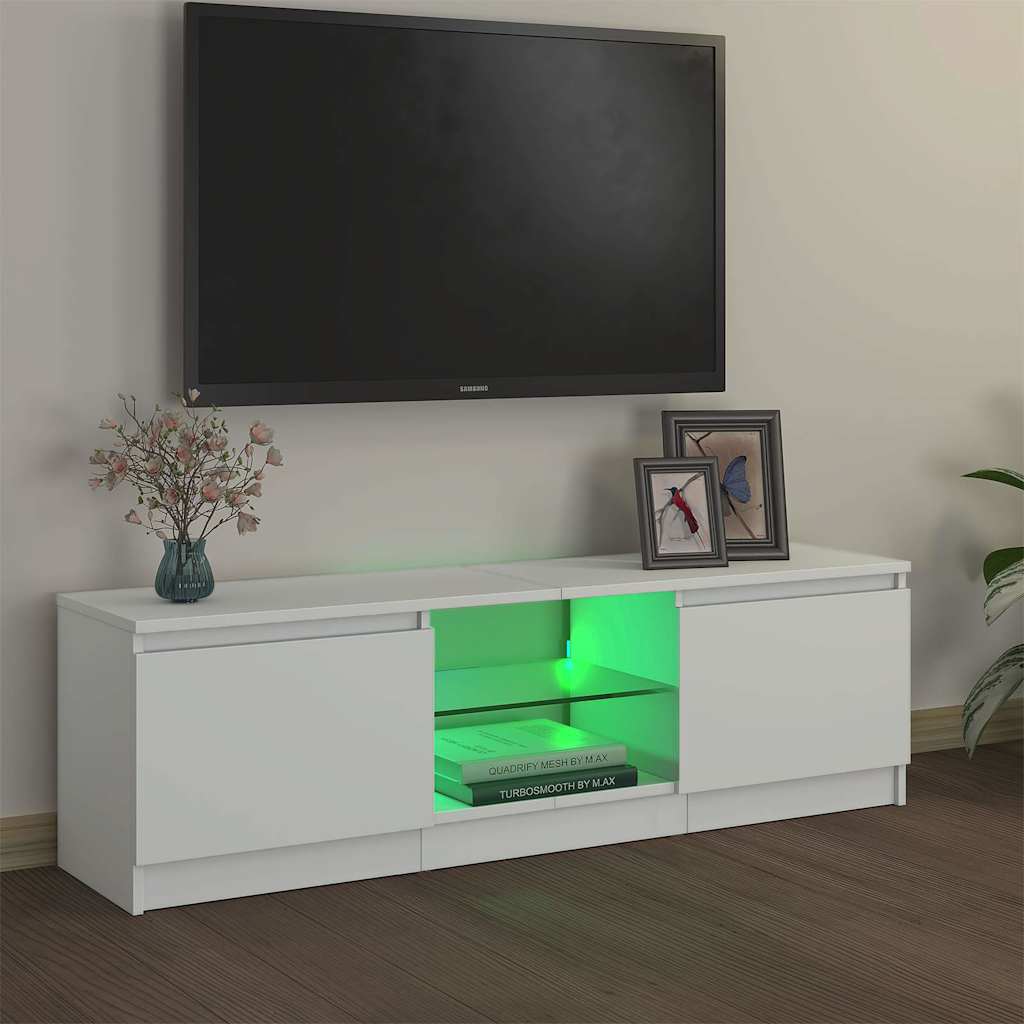Comoda TV cu lumini LED vidaXL, alb, 120x30x36 cm 804283 - eMAG.ro