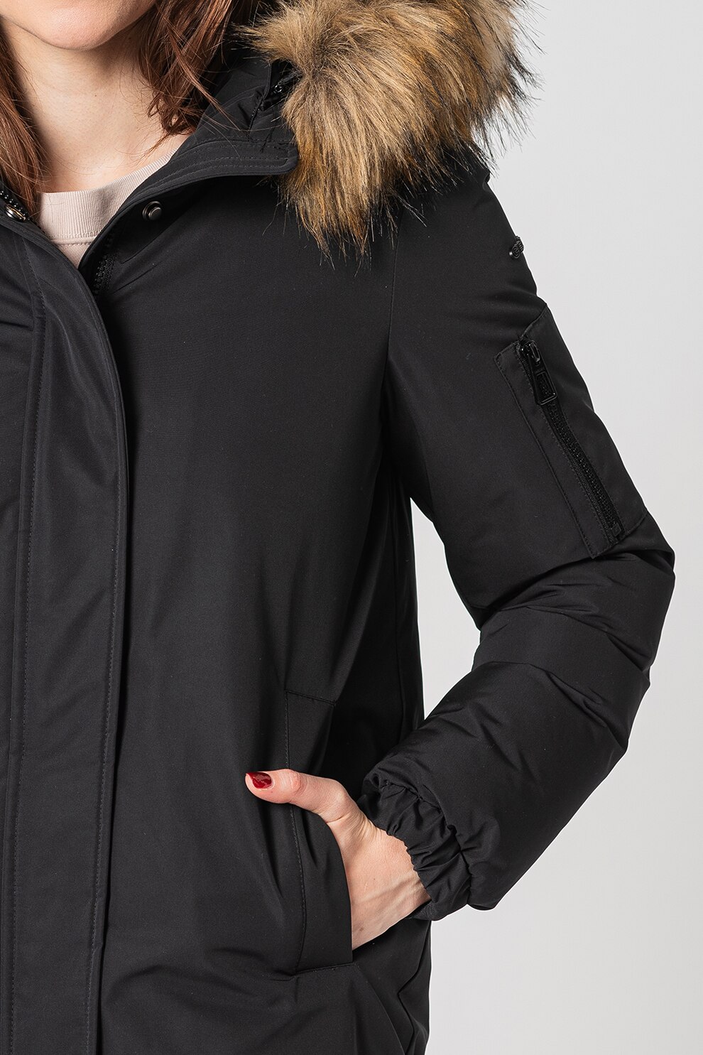 Geox, Зимно яке Carum с качулка, Черен, 48 - eMAG.bg