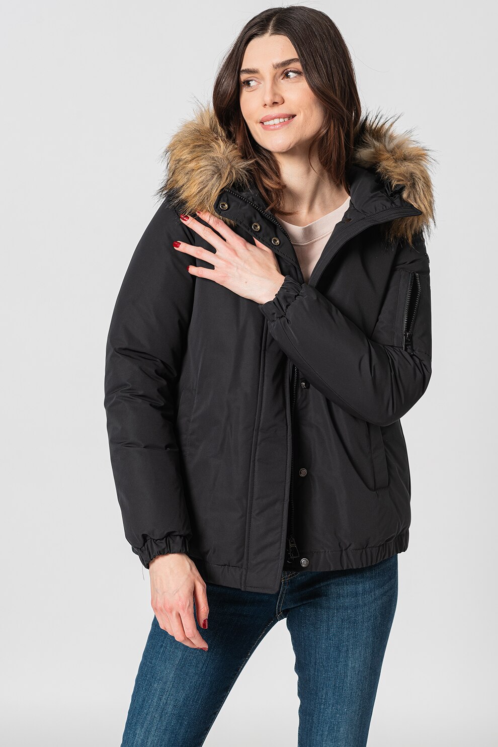 Geox, Зимно яке Carum с качулка, Черен, 48 - eMAG.bg