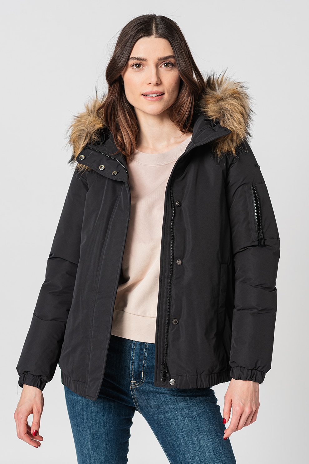 Geox, Зимно яке Carum с качулка, Черен, 48 - eMAG.bg