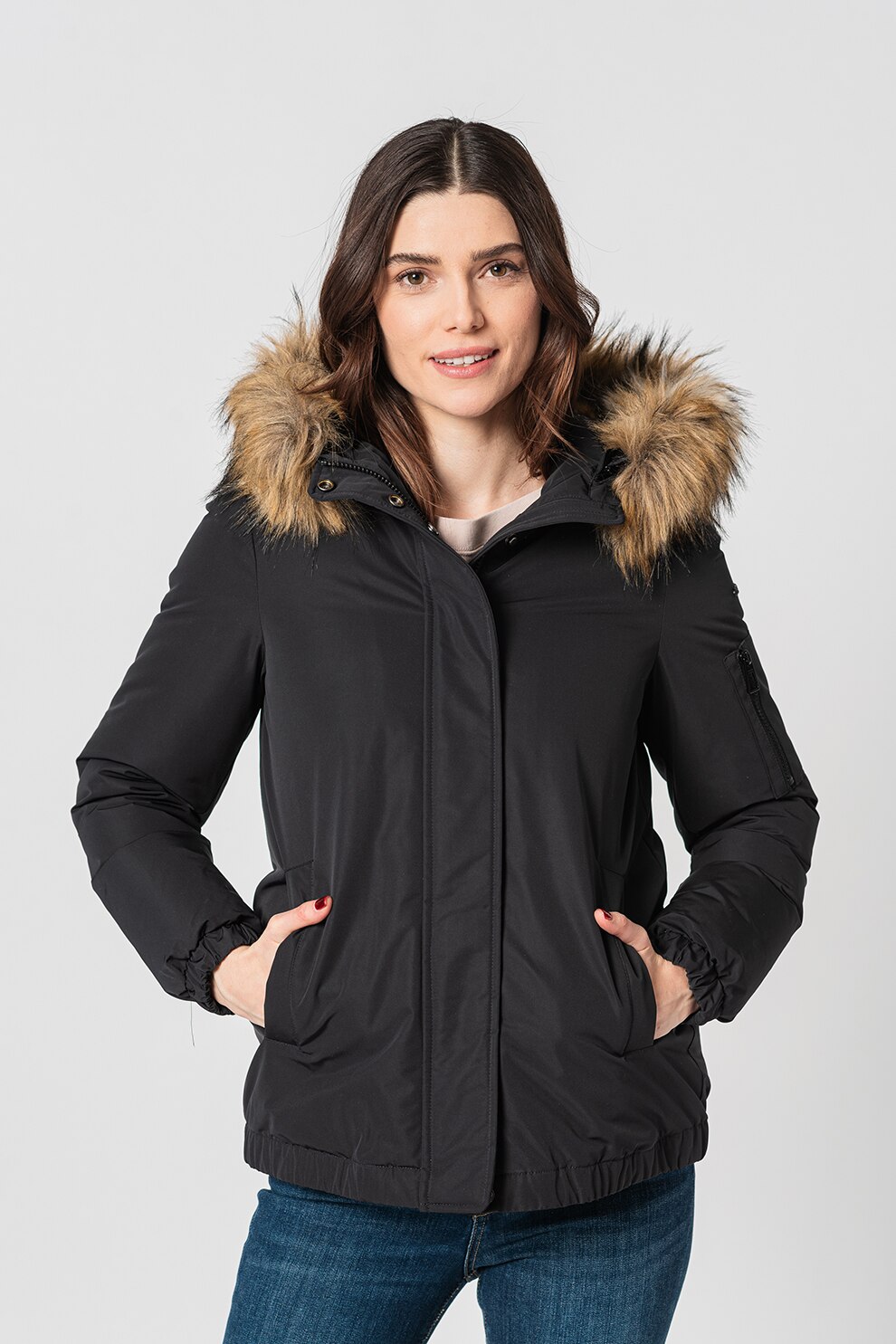 Geox, Зимно яке Carum с качулка, Черен, 48 - eMAG.bg