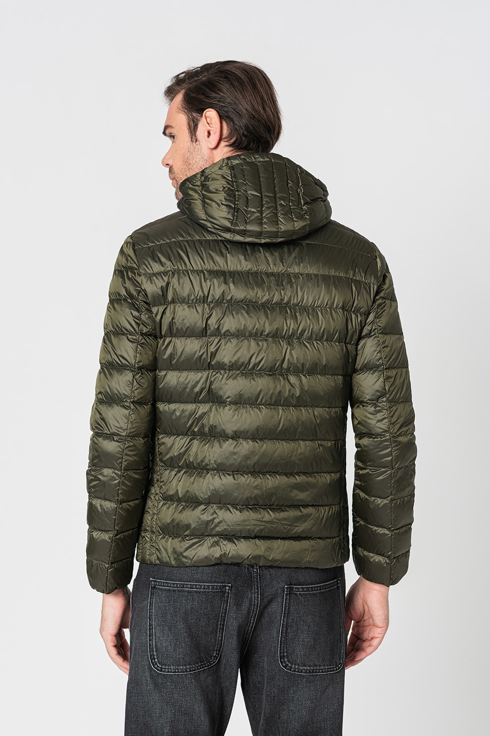 Geox, Geaca matlasata cu umplutura de puf Dereck, Verde militar, 50 ...