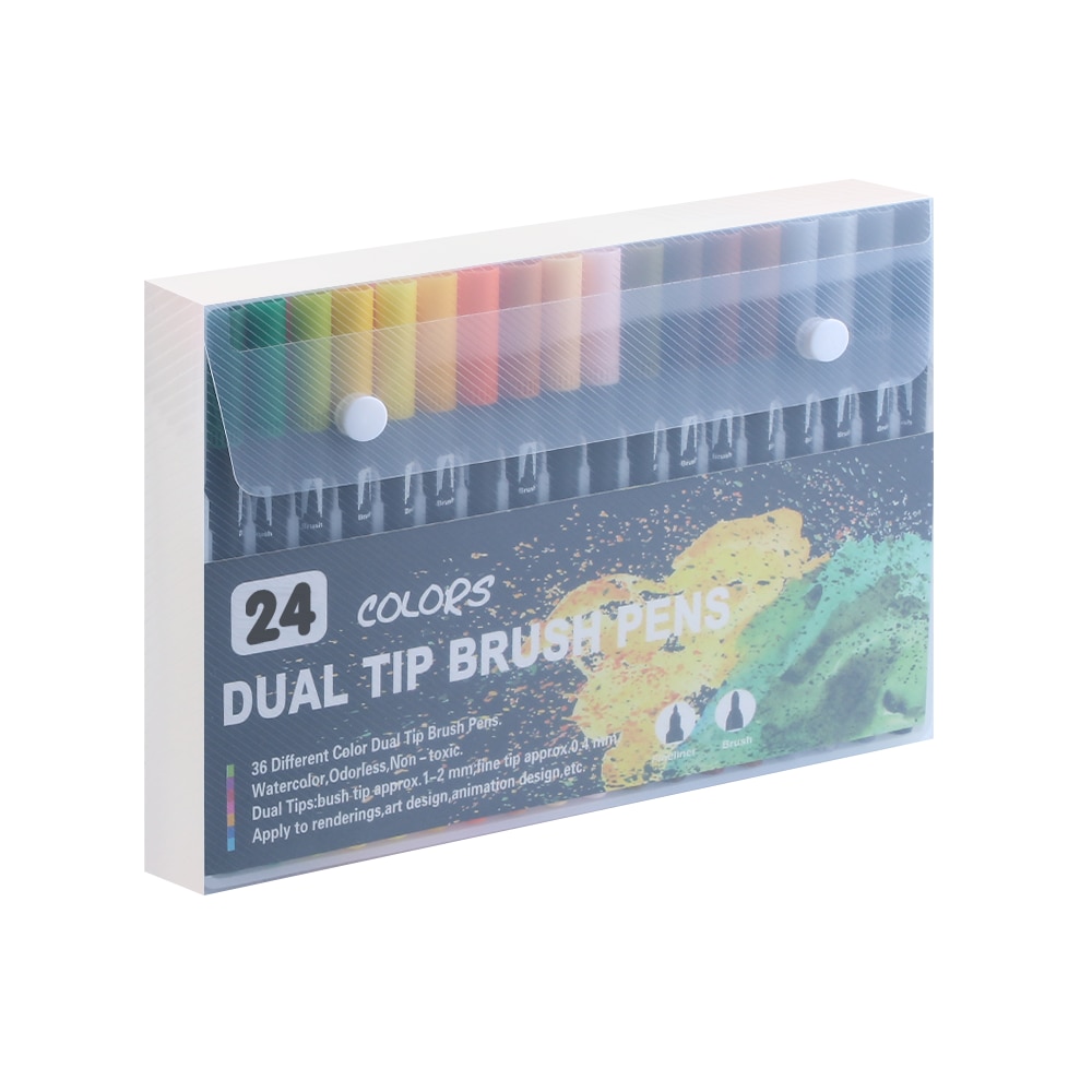 Set 24 de carioci, pe baza de apa, doua tipuri de varf, 1-2 mm, 0.4 mm ...