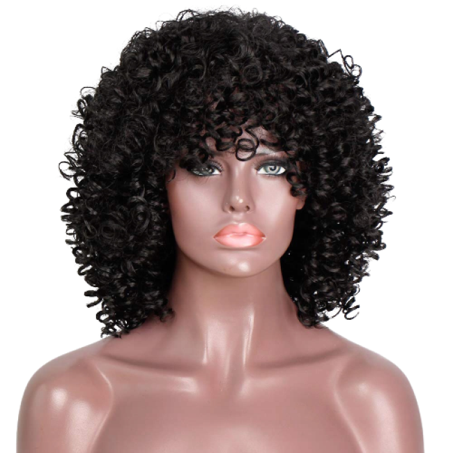 Peruca dama, Creata, Material sintetic, Negru, 20 cm - eMAG.ro