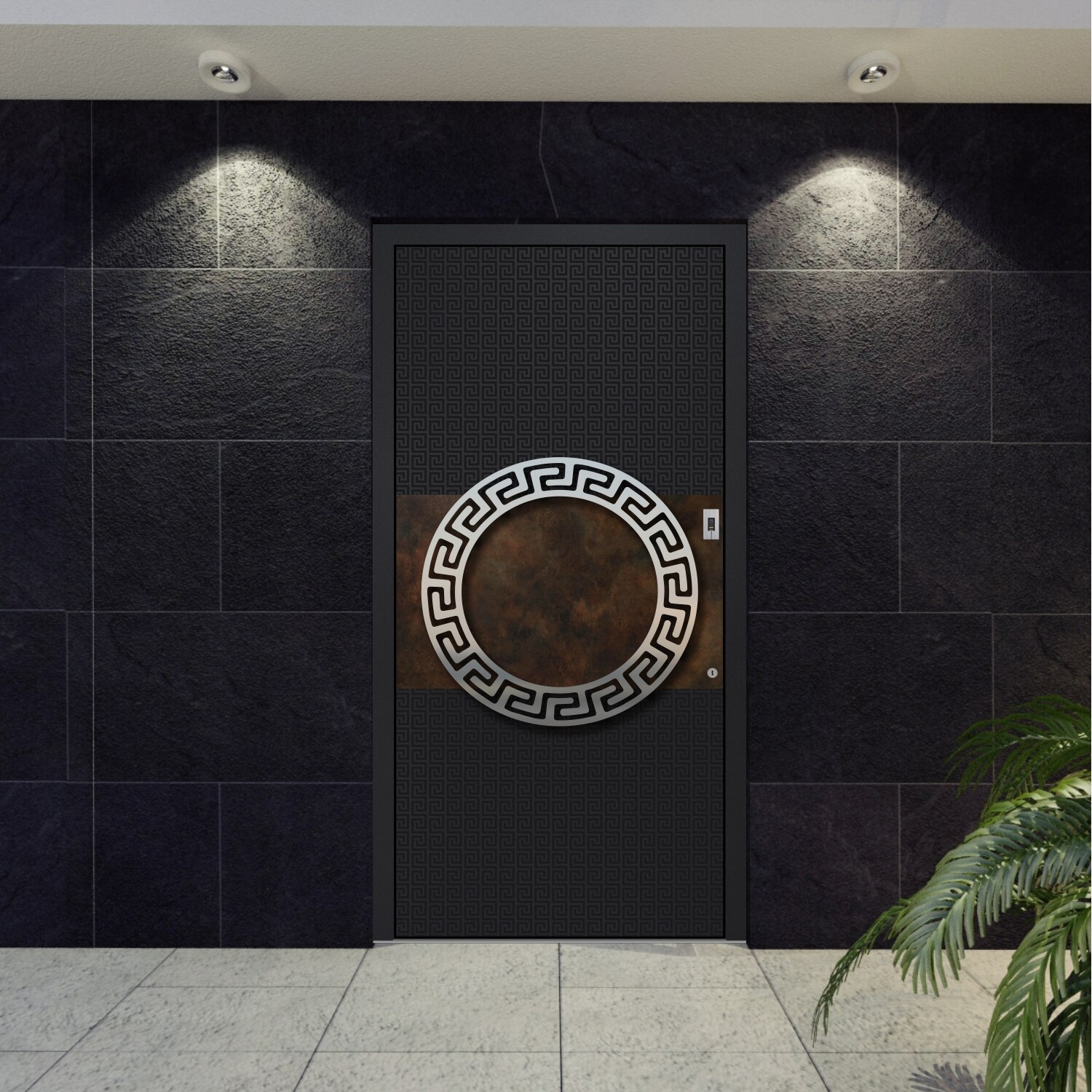 Usa exterioara, de intrare, placata, model Zeus, gri antracit ...