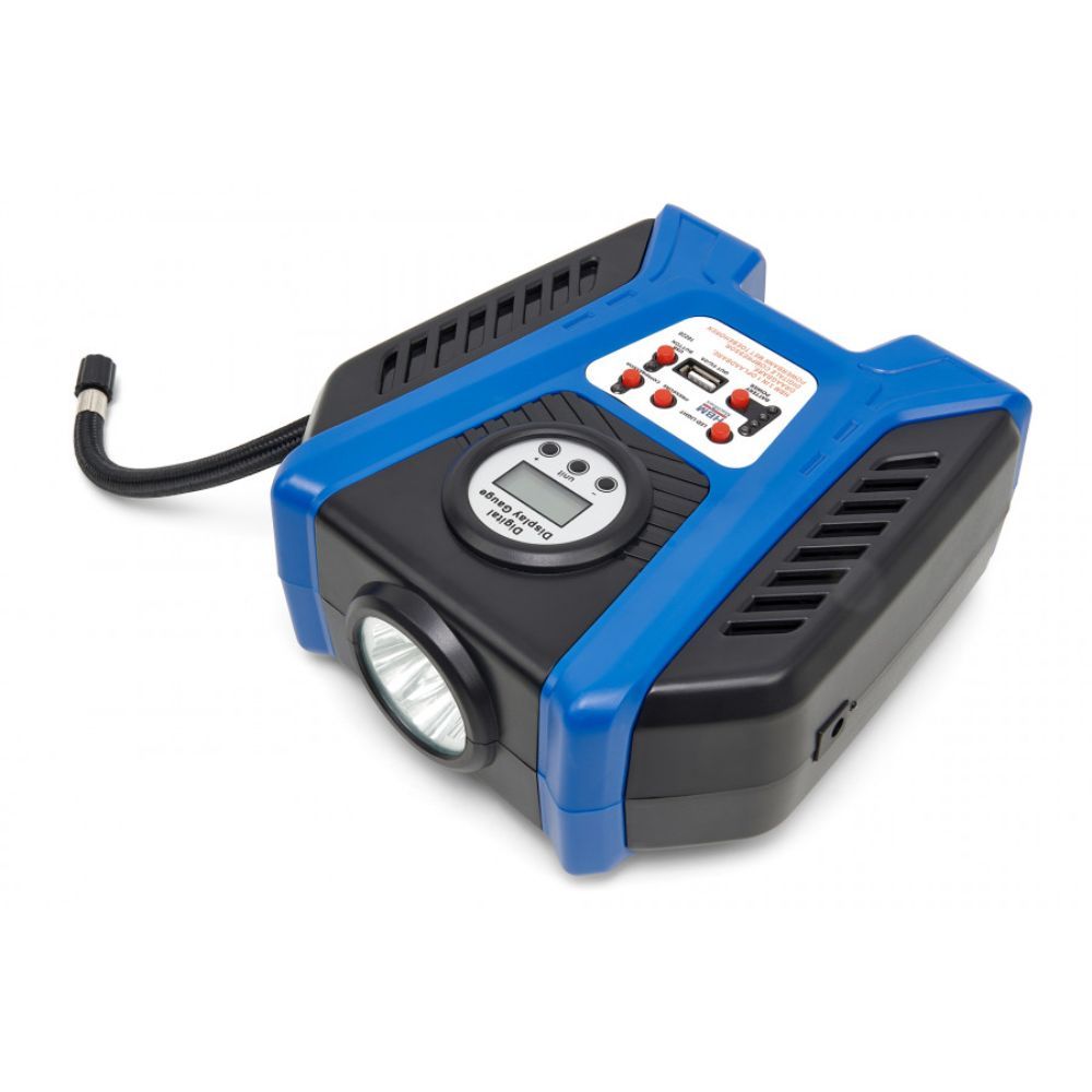 Compresor digital, HBM, portabil si reincarcabil, 12V, cu accesorii ...