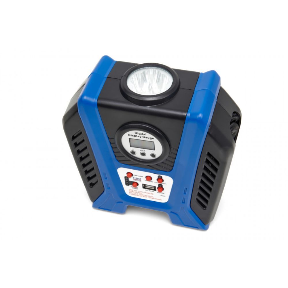 Compresor digital, HBM, portabil si reincarcabil, 12V, cu accesorii ...