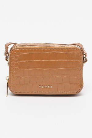 Ted Baker, Geanta crossbody cu model piele de crocodil Stina, Maro ...