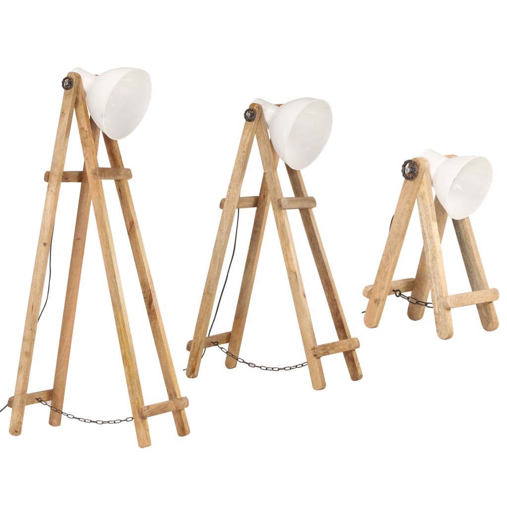 Set de 3 lampi de podea, vidaXL, Lemn/Metal, 28 x 65 x (145-150) cm ...