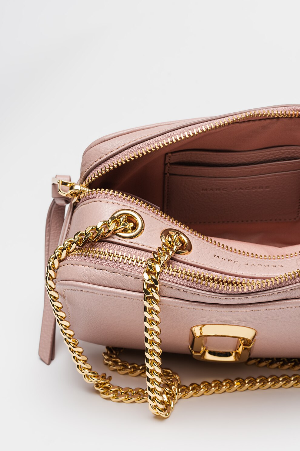 Marc Jacobs, Geanta crossbody de piele cu barete din lant The Glam Shot ...
