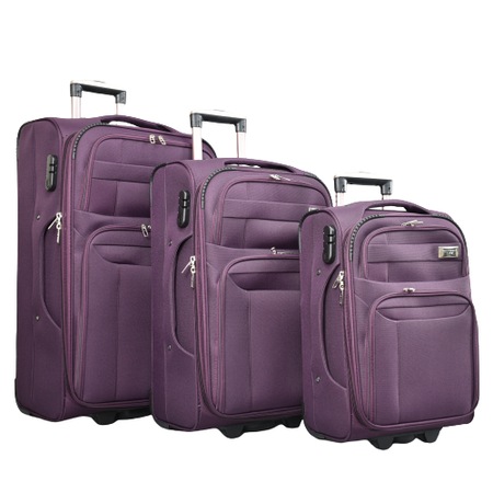 Set Valize, Perfect line, Textil, 75/30/46 cm, Mov - eMAG.ro