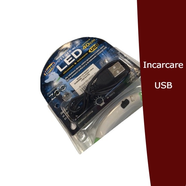Zgarda caini din silicon Hilton cu leduri, Rosu, reincarcabila cu USB ...