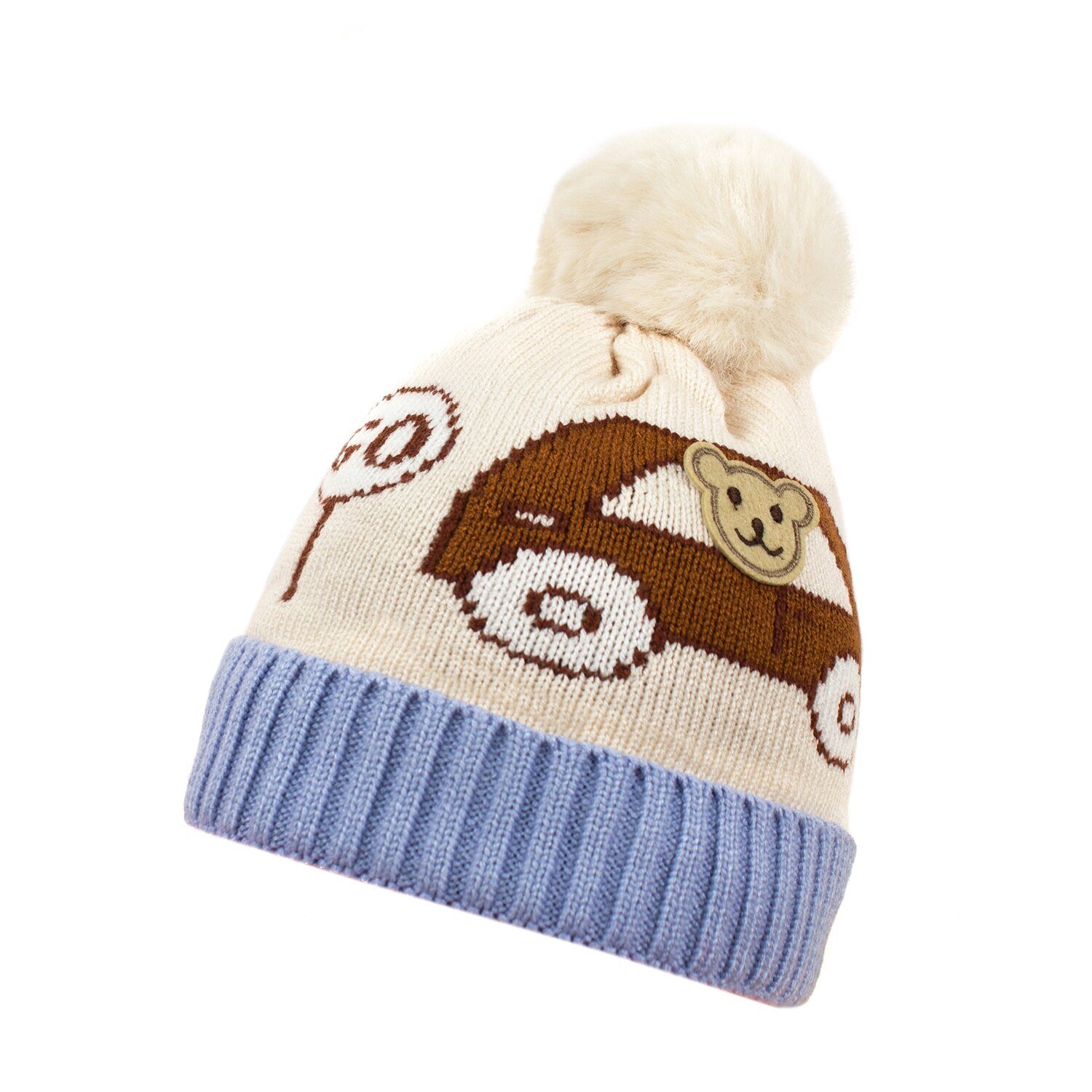 Caciulita bebe baiat ursuletul sofer tricotata si captusita, 3-6 luni ...