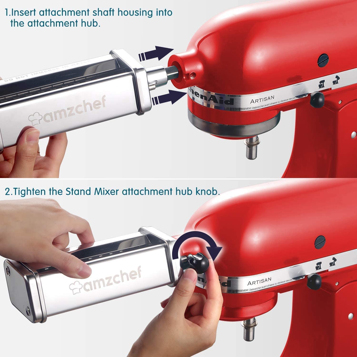Set 3 Accesorii pentru paste Amzchef, compatibil KitchenAid, 3 in 1, 8 ...