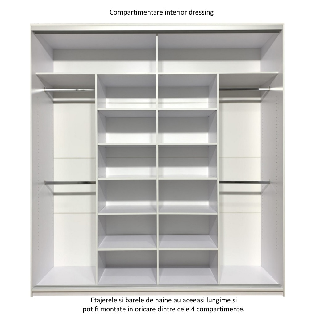 Dressing cu usi glisante 4f, Alb, H 240 x L 240 x A 60 cm, PAL 18 mm ...