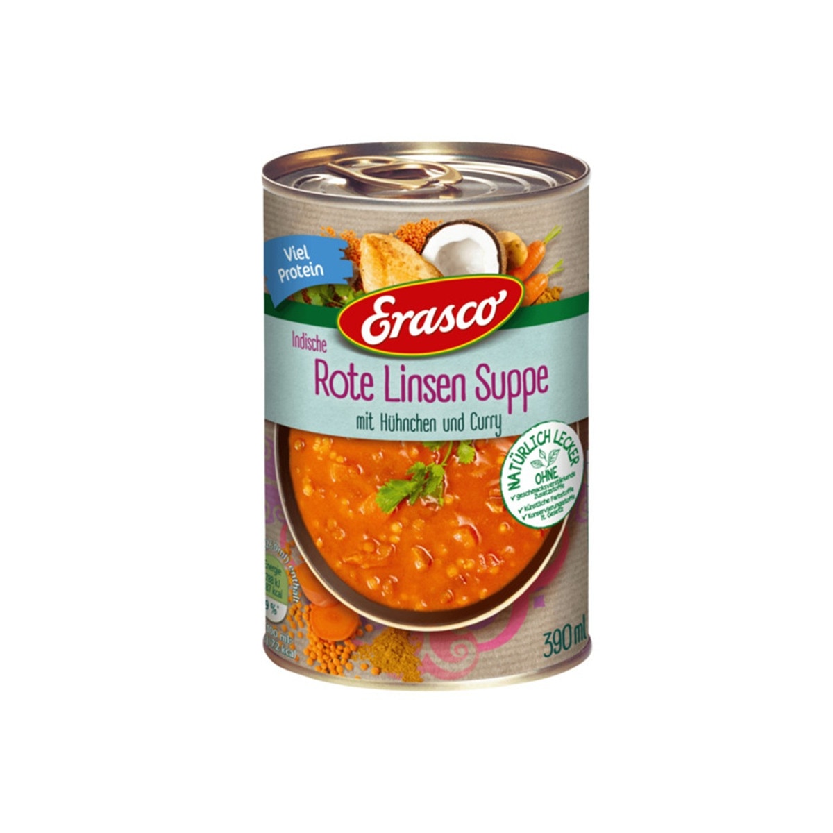 Supa, de linte rosie, cu pui si curry, Erasco, 390 g - eMAG.ro
