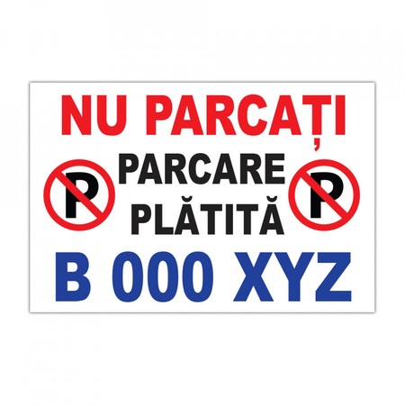 Indicator Parcare, Parcare platita, 30X40 cm, placuta PVC, 2mm - eMAG.ro