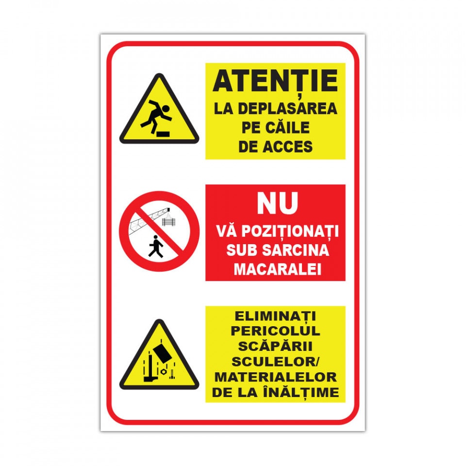 Panou avertizare, Stickermania, Reguli de respectat pe santier, placa ...
