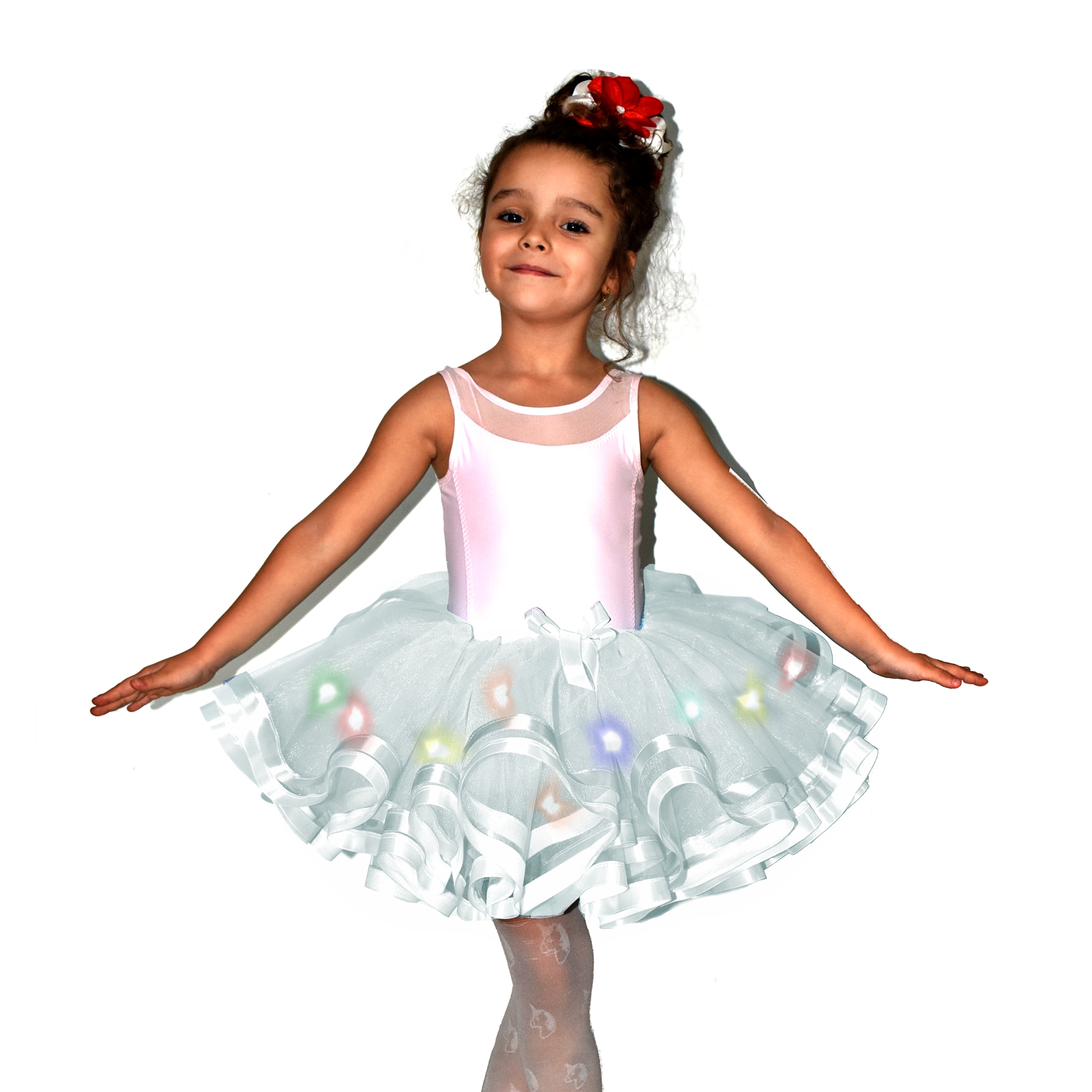 Fusta tutu ingeras cu luminite Costumix, 6-7 ani, 116-122cm, alb - eMAG.ro