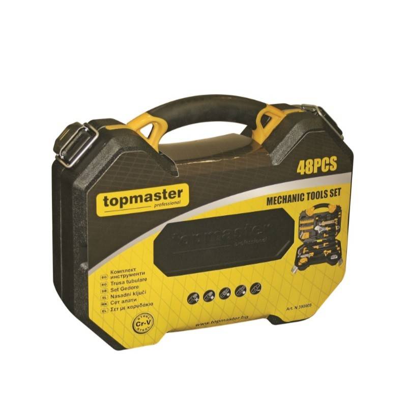 Инсталационен комплект 48 части Topmaster 390909, хром-ванадий - eMAG.bg
